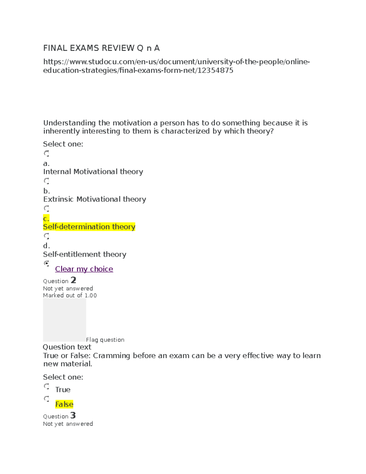 Final Exam Review: Q&A for Online Education Strategies - Studocu