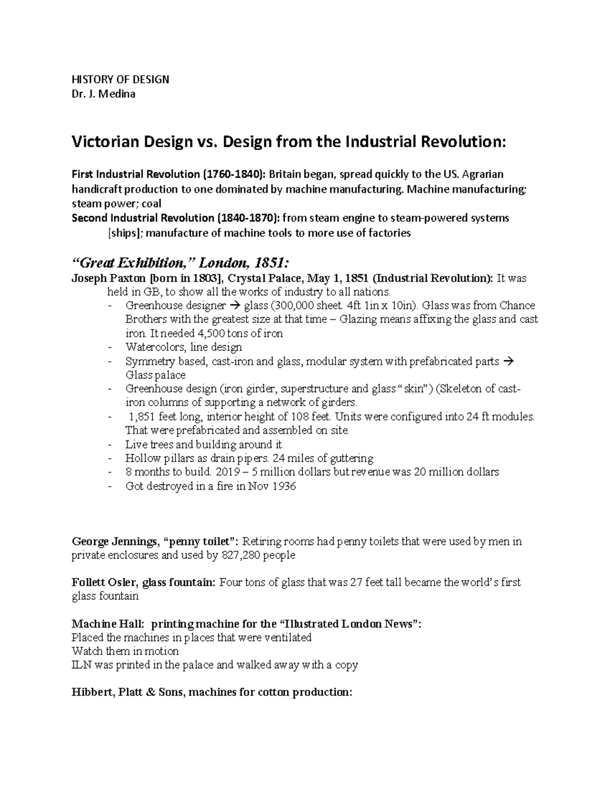 HIST 101: Industrial Revolution vs. Victorian Design Overview - Studocu