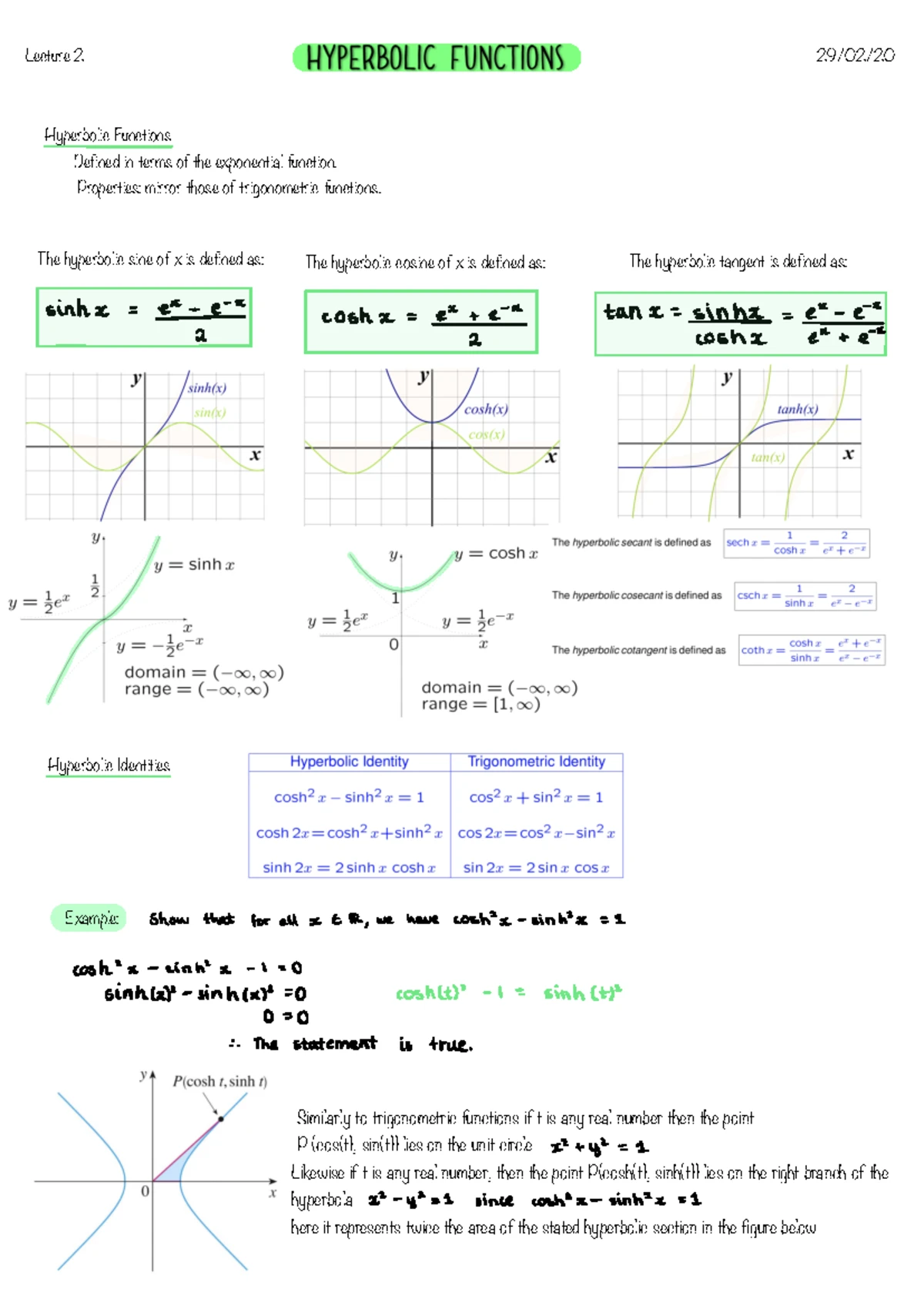MATH1020 Calculus for Engineers Lecture 1: Inverse Trigonometric ...