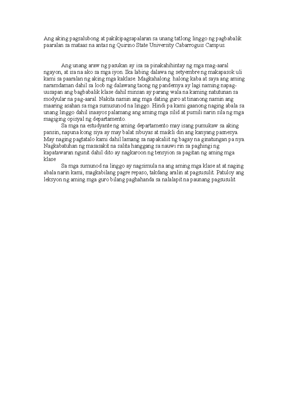 Ang aking pagsalubong at pakikipagsapalaran sa una - Ang unang araw ng ...