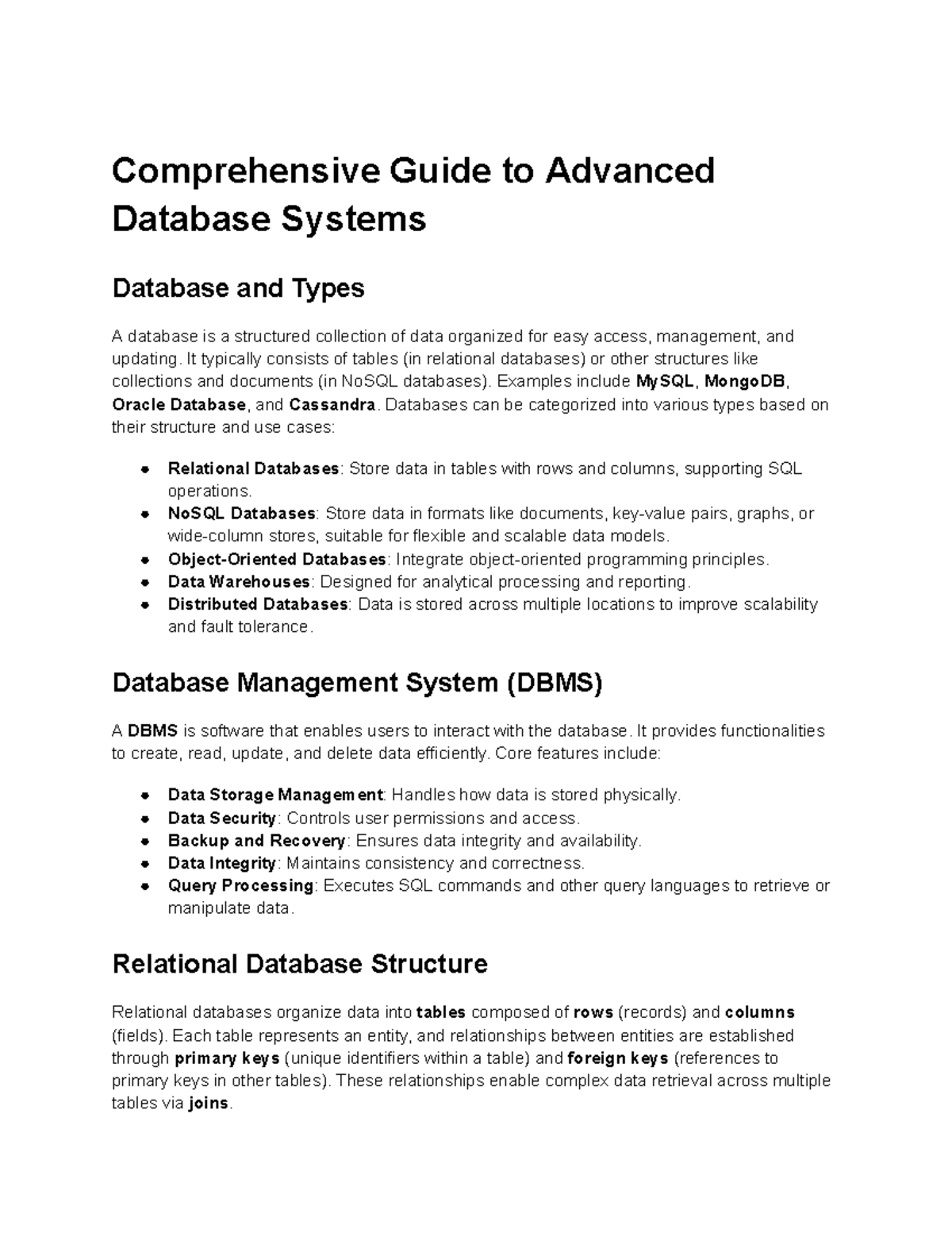 Comprehensive Guide to Advanced Database Systems ITE 298 - Exam Review ...