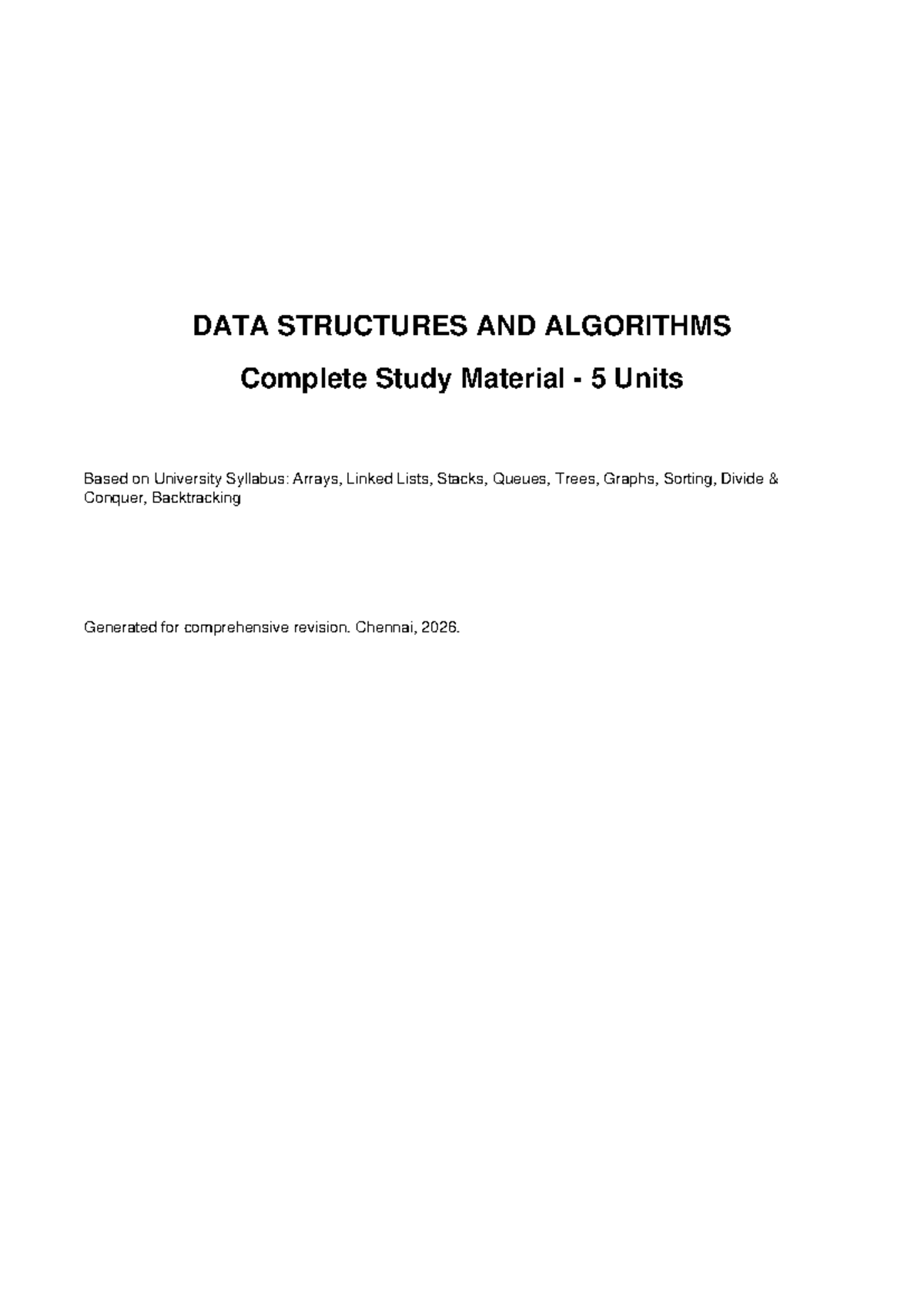 DATA STRUCTURES AND ALGORITHMS DSA 5 Units Study Guide - Studocu