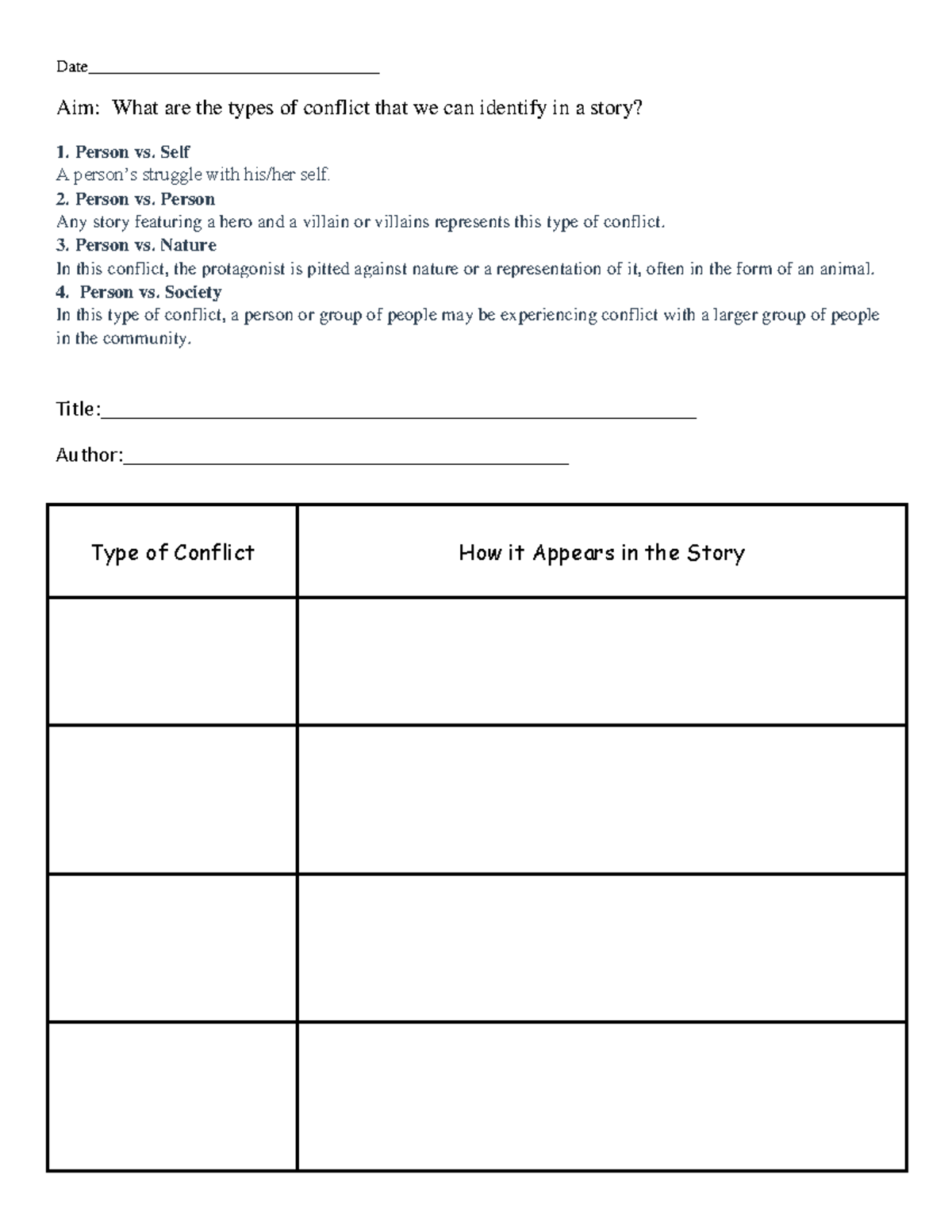 Types Of Conflict Worksheet An Evidence Based Approach To Managing