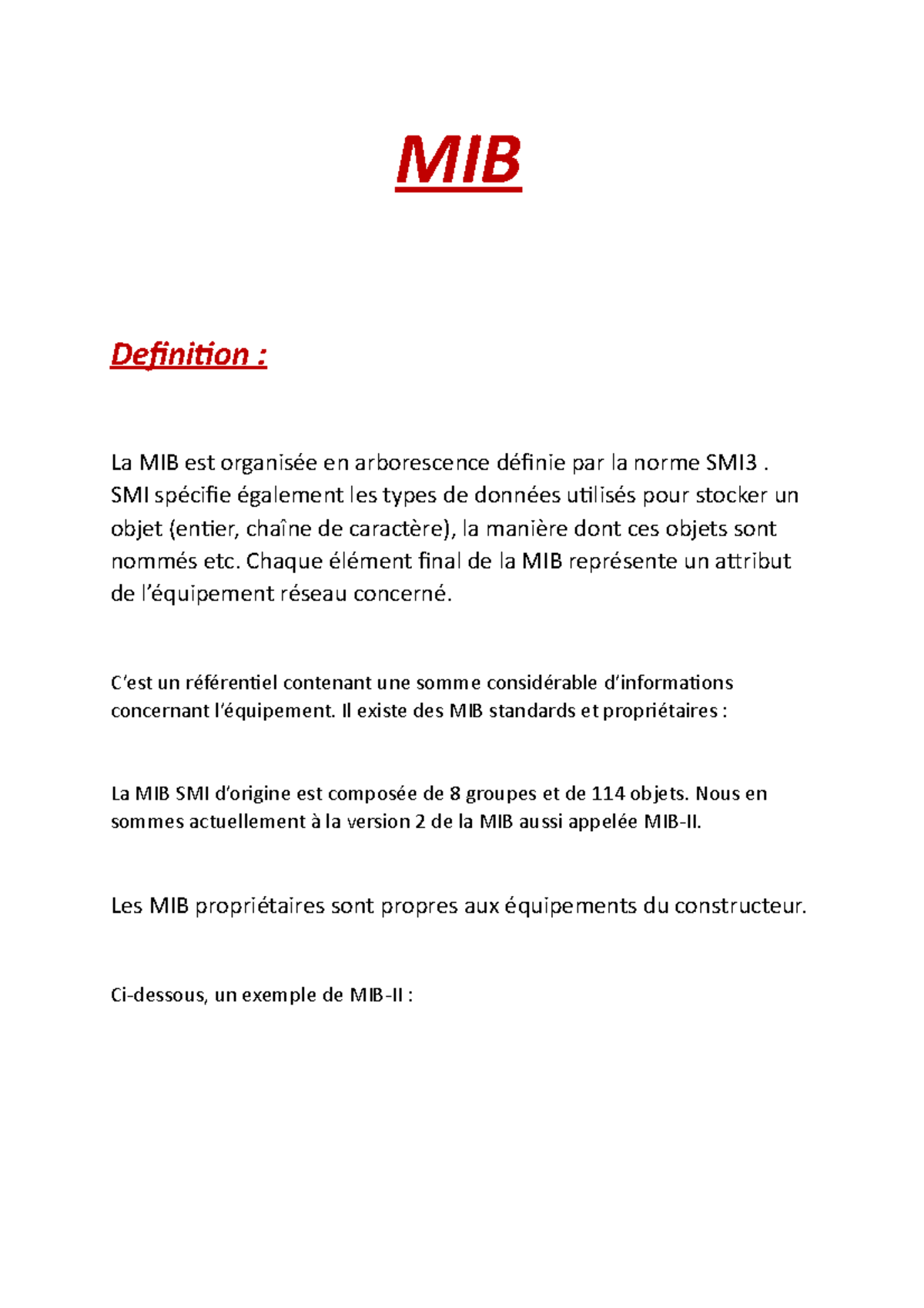 MIB-II: Guide des Concepts et Configurations de MIB en SNMP - Studocu