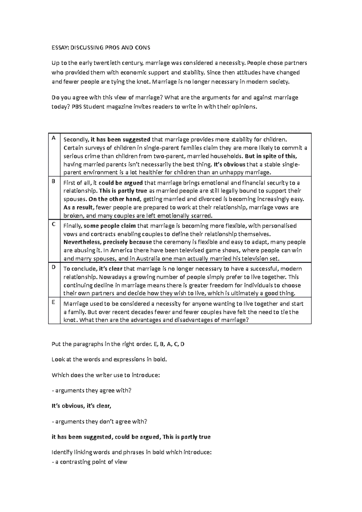 Discursive pros and cons - ESSAY: DISCUSSING PROS AND CONS Up to the ...