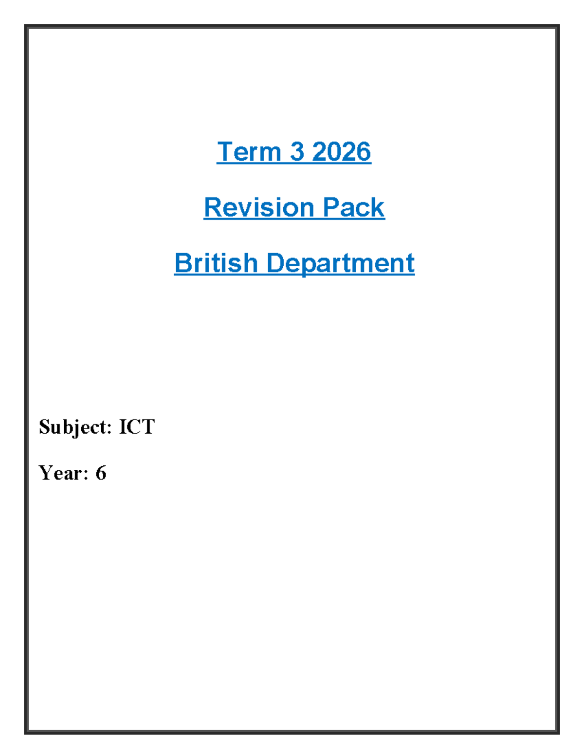 Term 3 2026 ICT Revision Pack: True or False Questions - Studocu