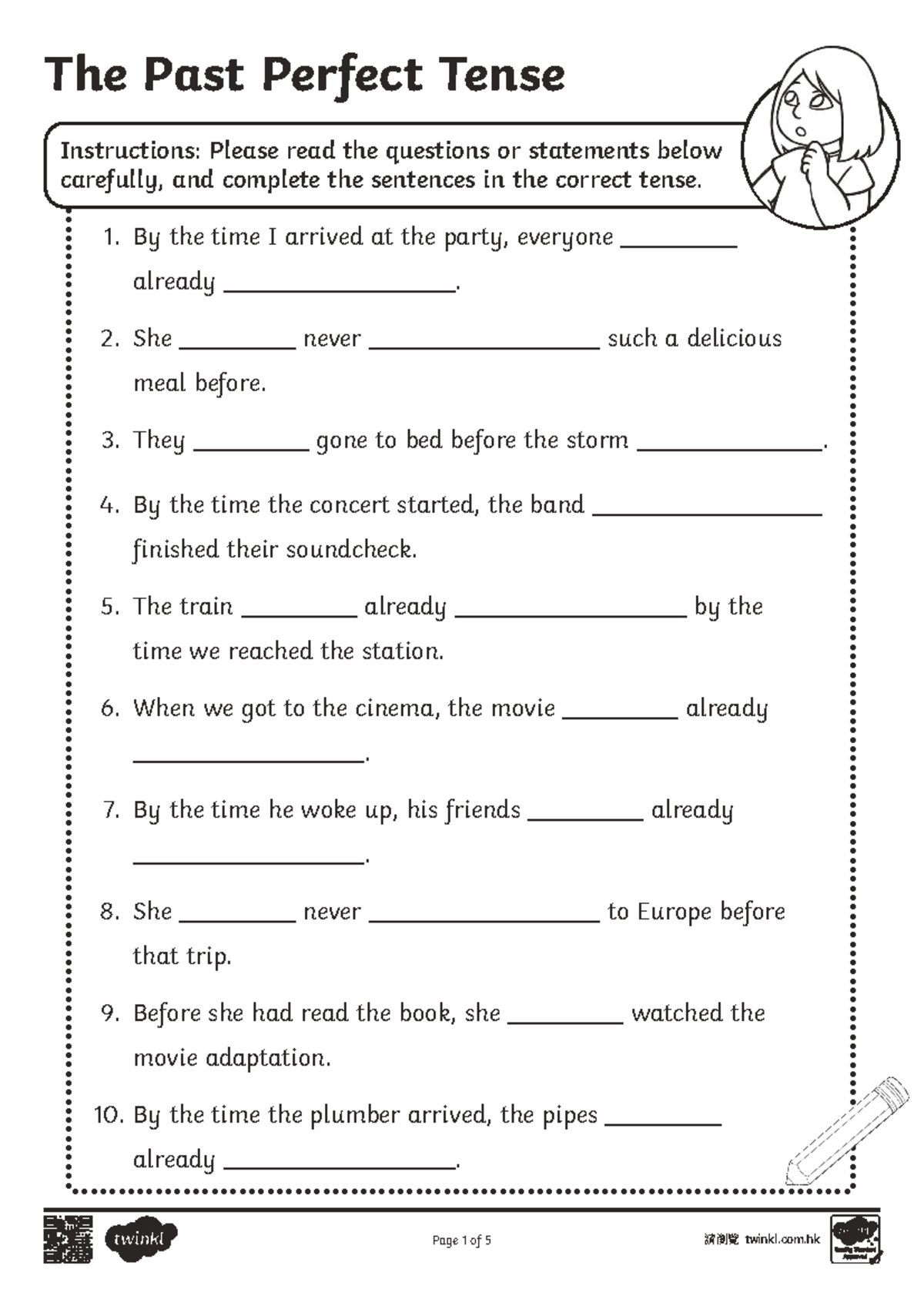 Practicing the Past Perfect Tense: Exercises and Instructions - Studocu