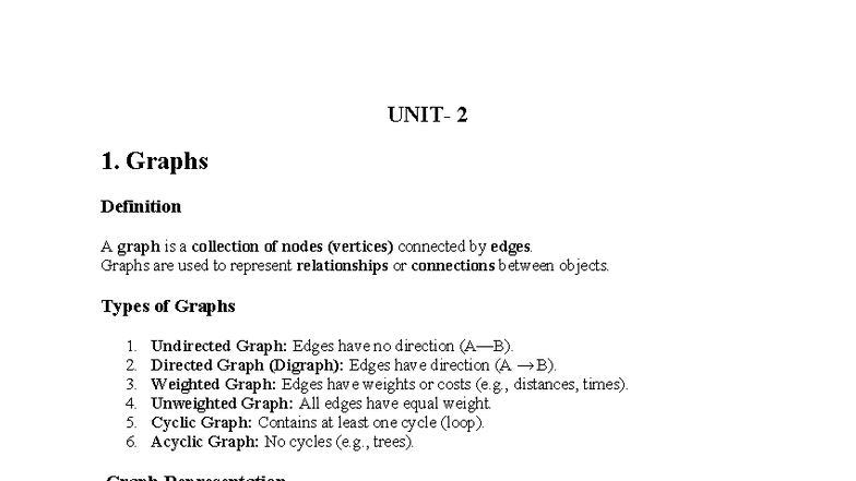 UNIT-2 MLDS: Graphs, Trees, and Dynamic Programming Concepts - Studocu
