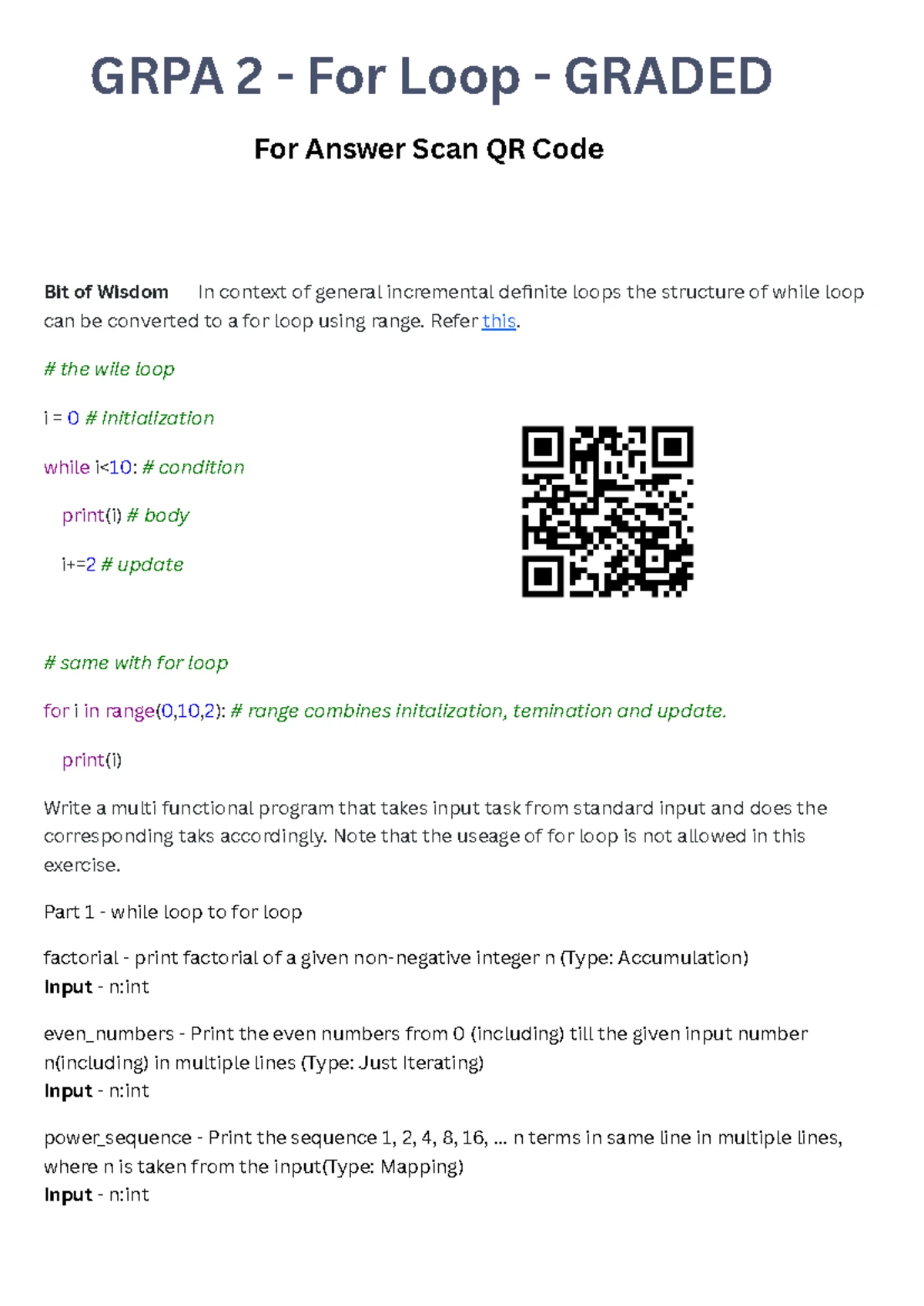 Week 3 GRPA 3 - Nested Loops Programming Task (Graded) - Studocu