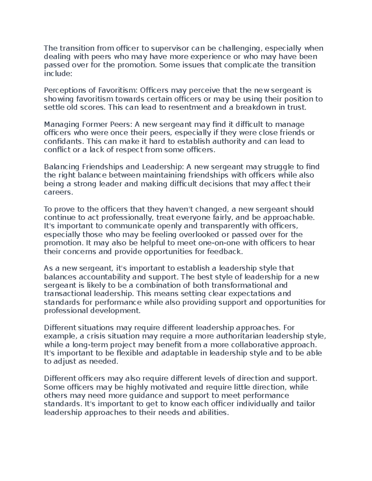 Challenge 1 - Navigating Supervisor Transition in Leadership - Studocu