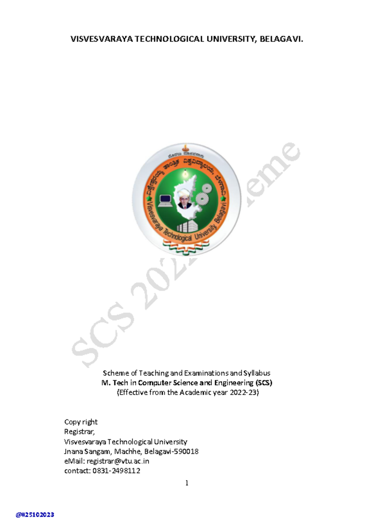 M. Tech in computer science and engineering (SCS) syllabus 2022 - Studocu
