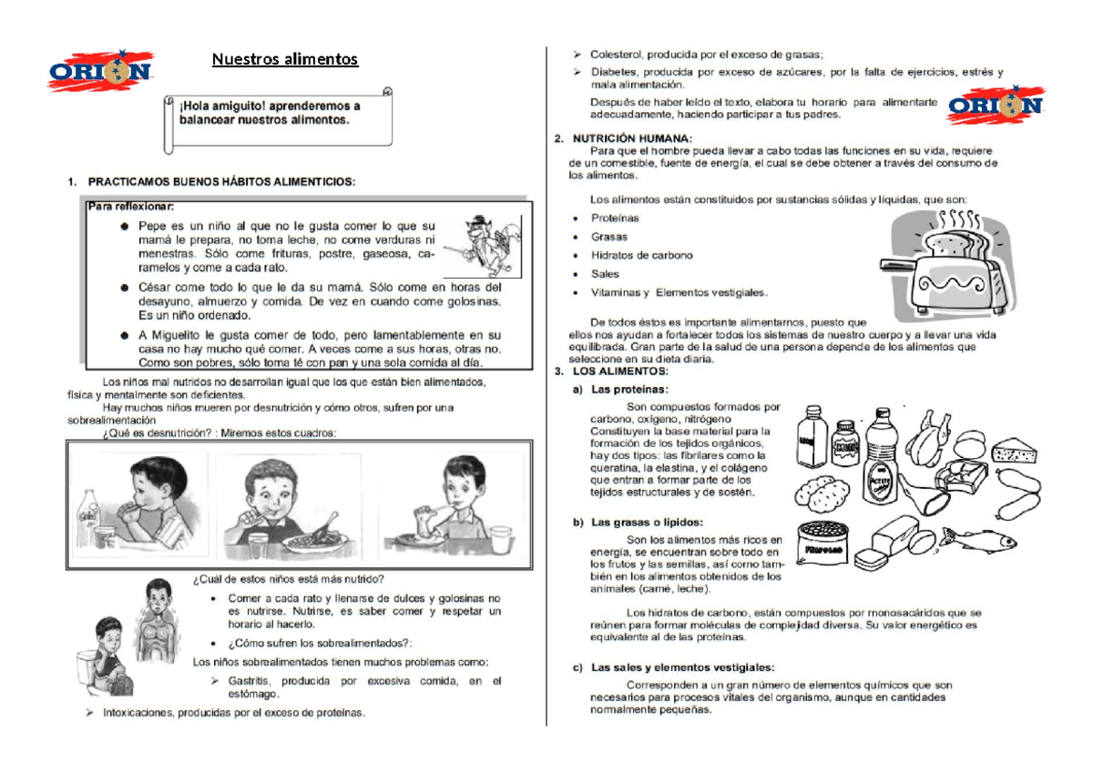 Nutrición y Hábitos Alimenticios en Quinto de Primaria ORI N - Studocu