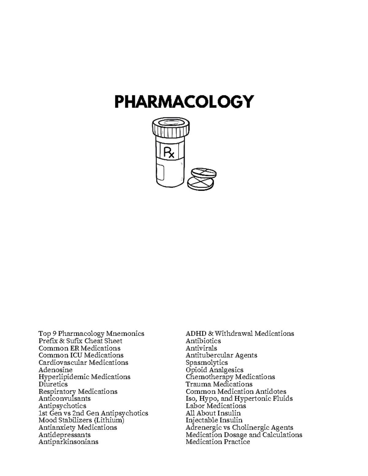 Pharmacology Study Guide 2024: Essential Medications & Mnemonics - Studocu