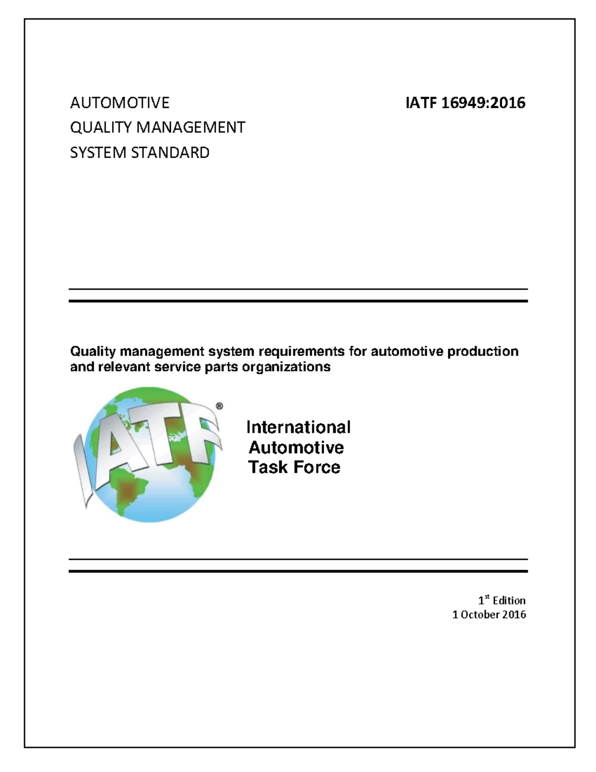 IATF 16949:2016 Automotive Quality Management System Requirements - Studocu