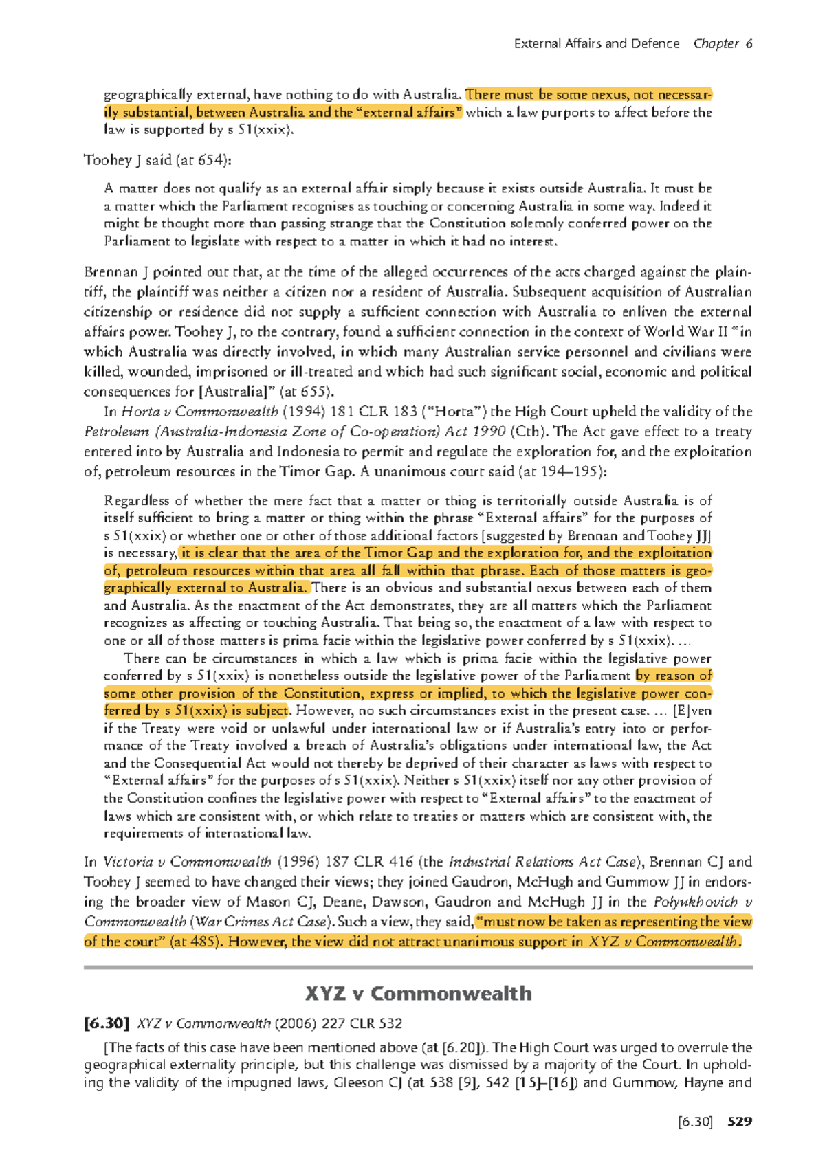 External Affairs and Defence: Chapter 6 Analysis of XYZ v Commonwealth ...
