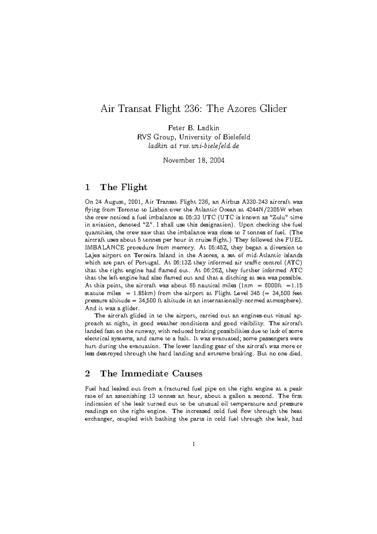 Ladkin-Air Transat - .... - Air Transat Flight 236: The Azores Glider ...