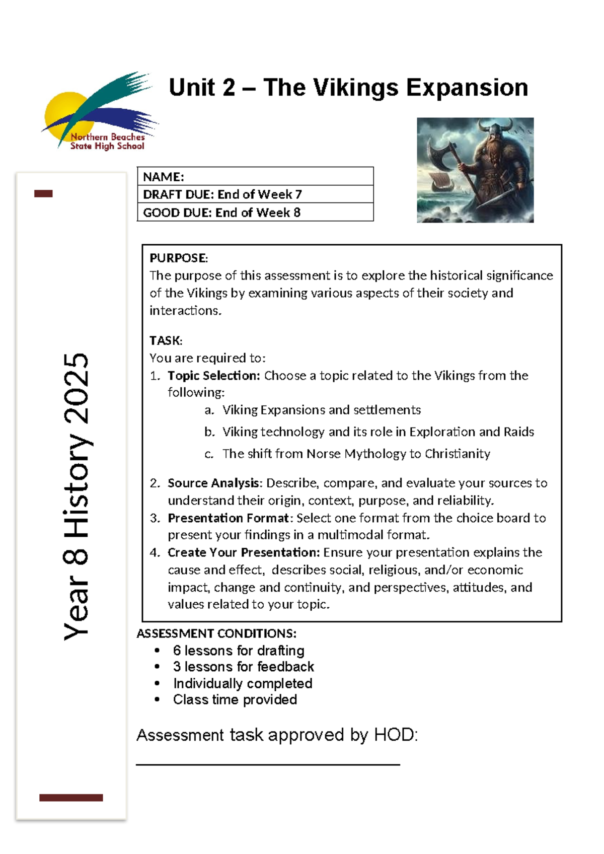 Year 8 History 2025: Task 2 - Exploring Viking Expansion and Society ...