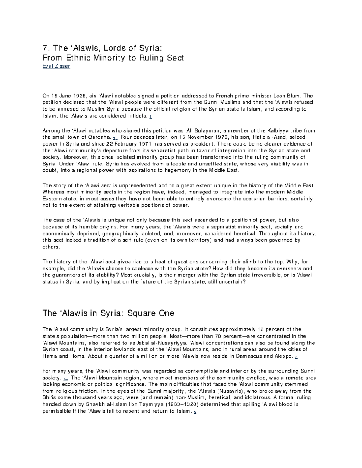 Alawis in Syria: From Minority to Ruling Sect - A Historical Overview ...