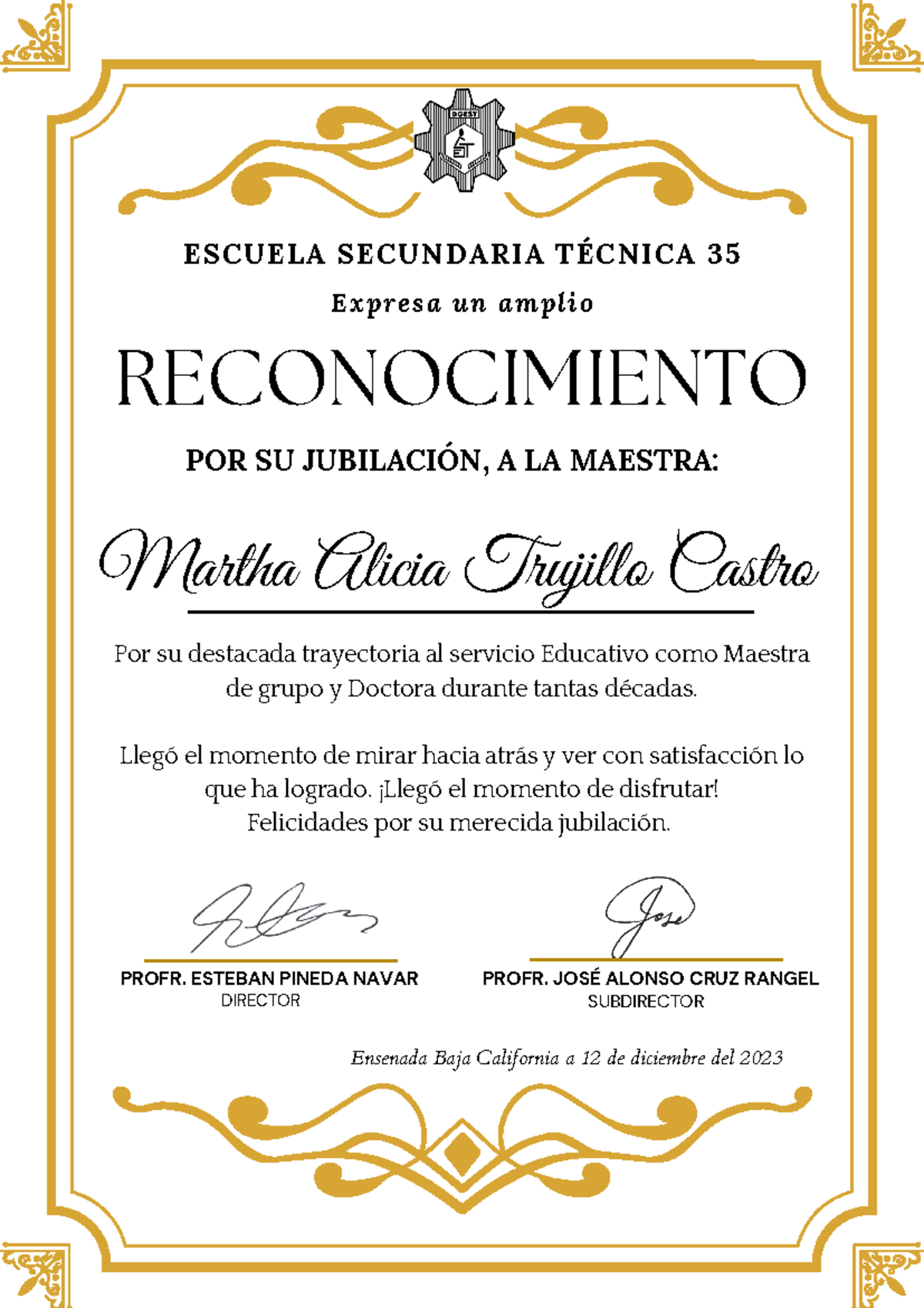 Luxury Gold Certificate Of Appreciation Certificate - RECONOCIMIENTO ...