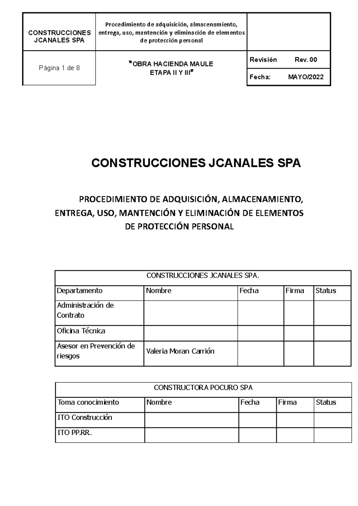PTS EPP - Procedimiento para Uso y Mantenimiento de EPP en JCANALES SPA - Studocu