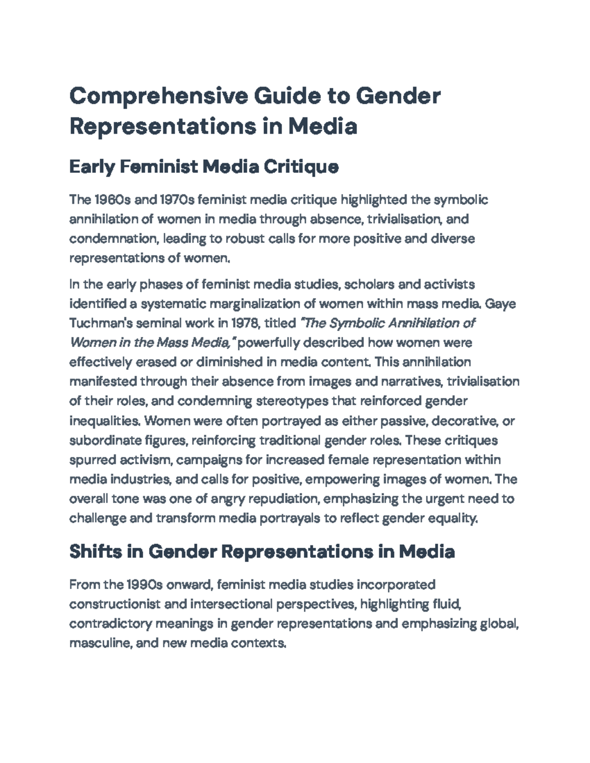 Comprehensive Guide: Gender Representations in Media Studies (GMS 101 ...
