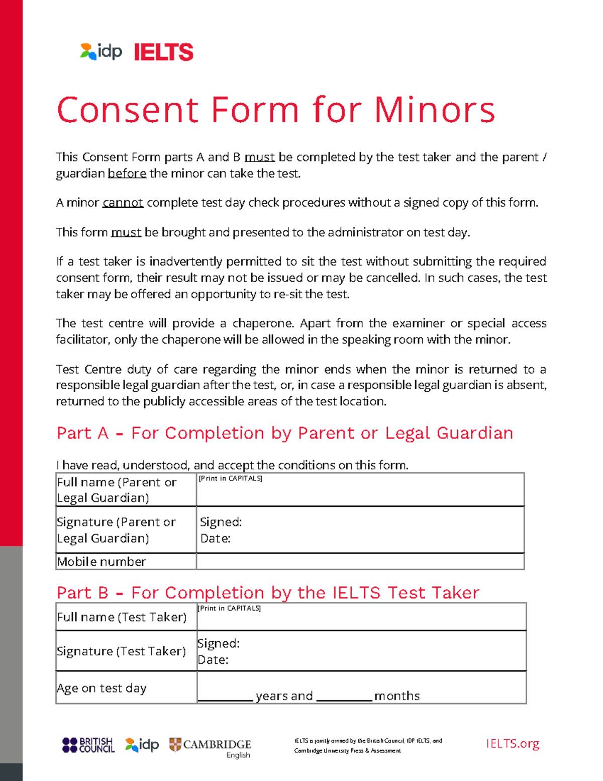 Consent Form for Minors - Required for Test Day (Dec-2025) - Studocu