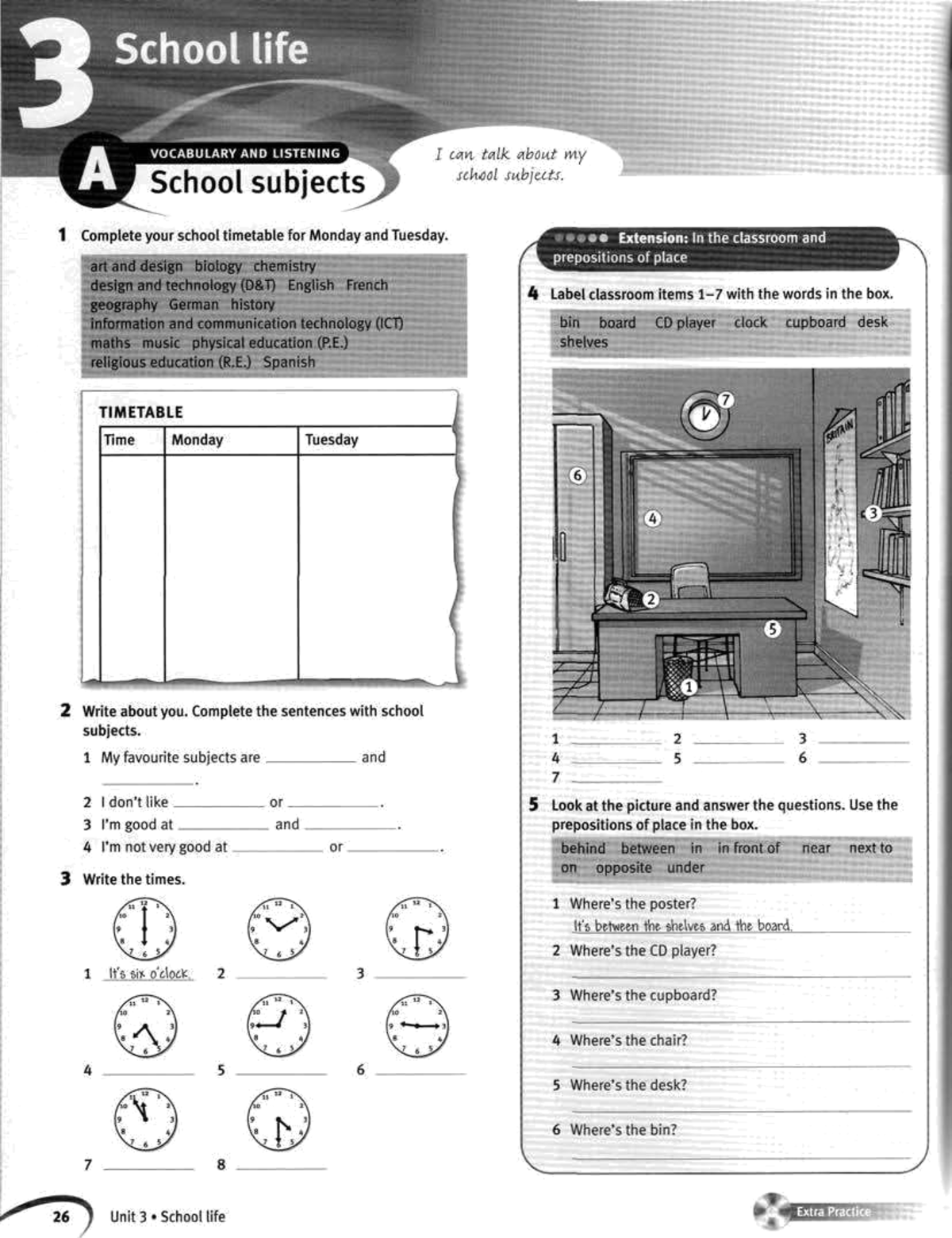 Unit 3 School Life: Vocabulary & Listening Practice (Workbook) - Studocu