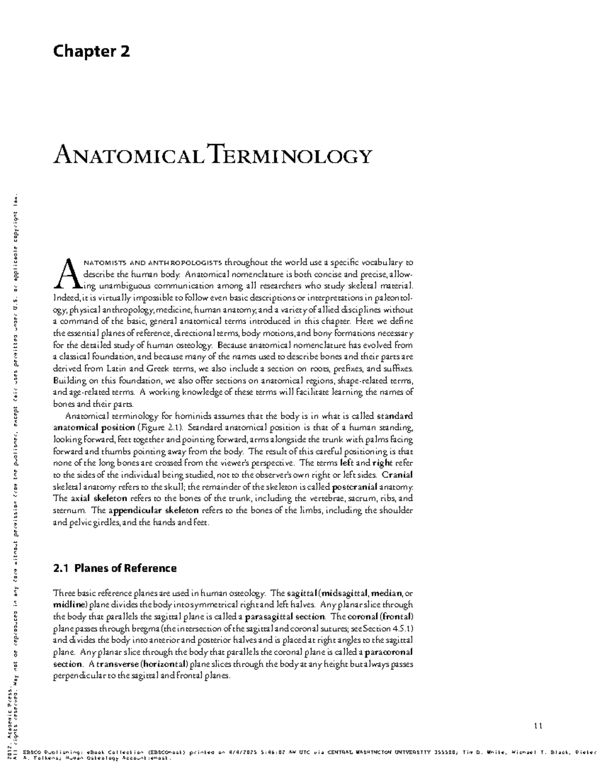 Human Osteology: Anatomical Terminology and Nomenclature Overview - Studocu