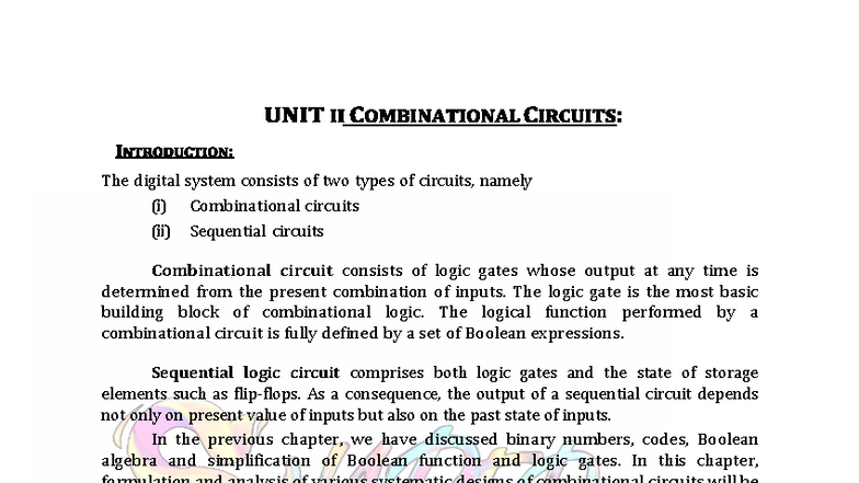 EC8392: Combinational Circuits Overview and Design Procedures - Studocu