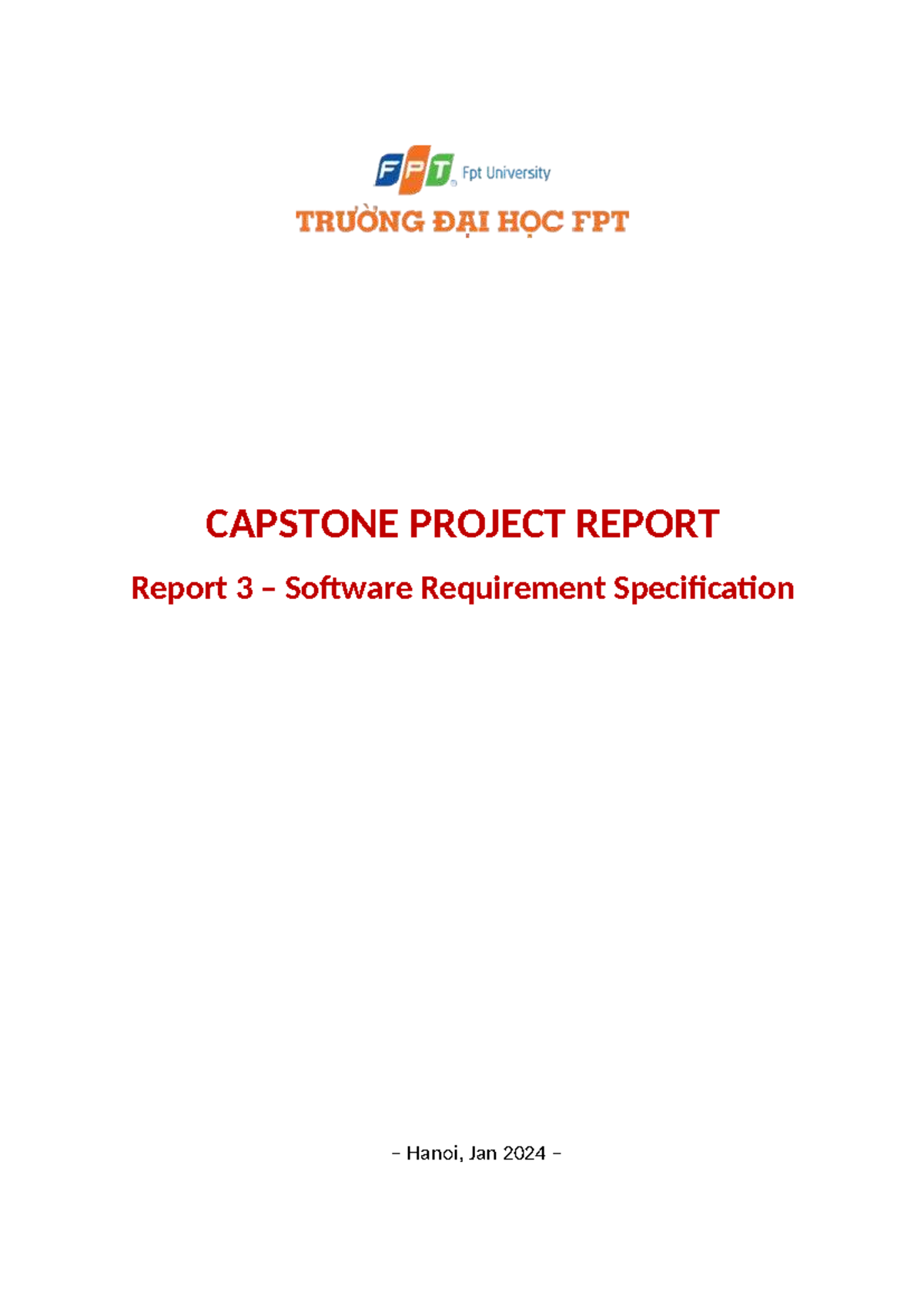 CAPSTONE PROJECT REPORT 3: Software Requirement Specification - Studocu