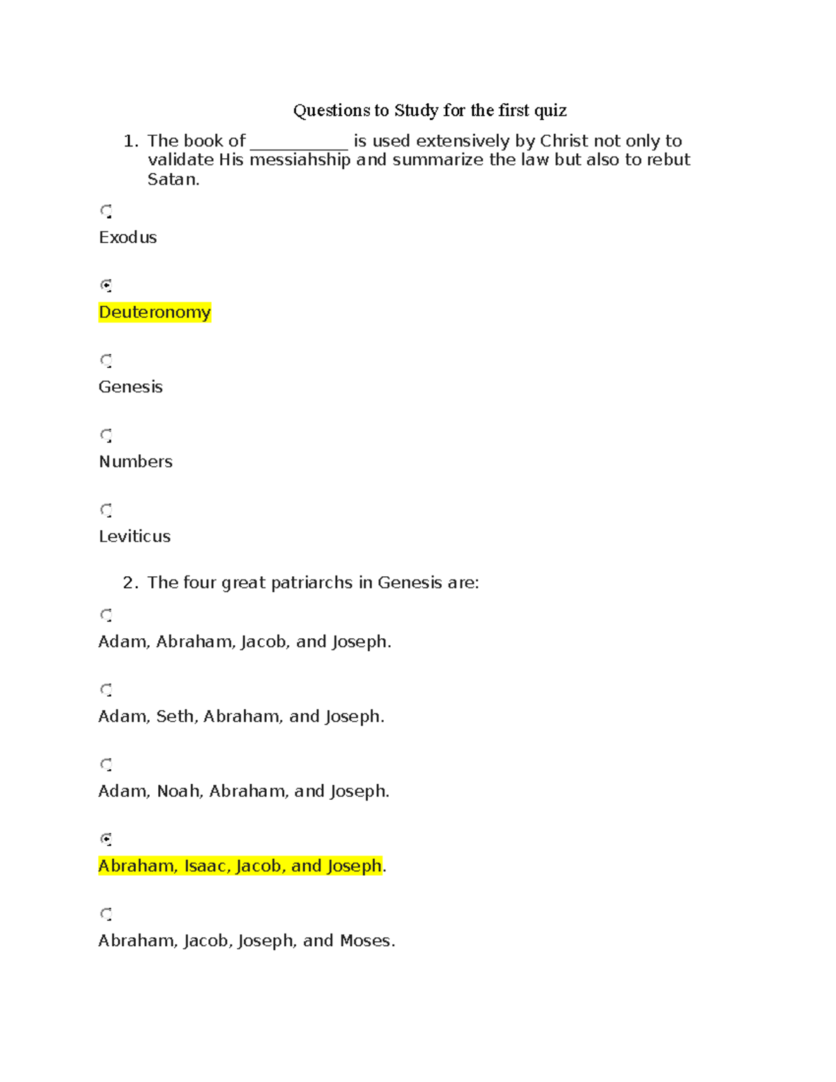 Quiz 1 Study Guide: Key Concepts from Genesis to Deuteronomy - Studocu