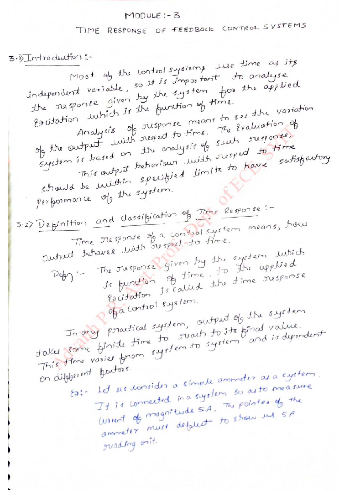 BEC403 Module 3: Time Response Analysis of Feedback Control Systems ...
