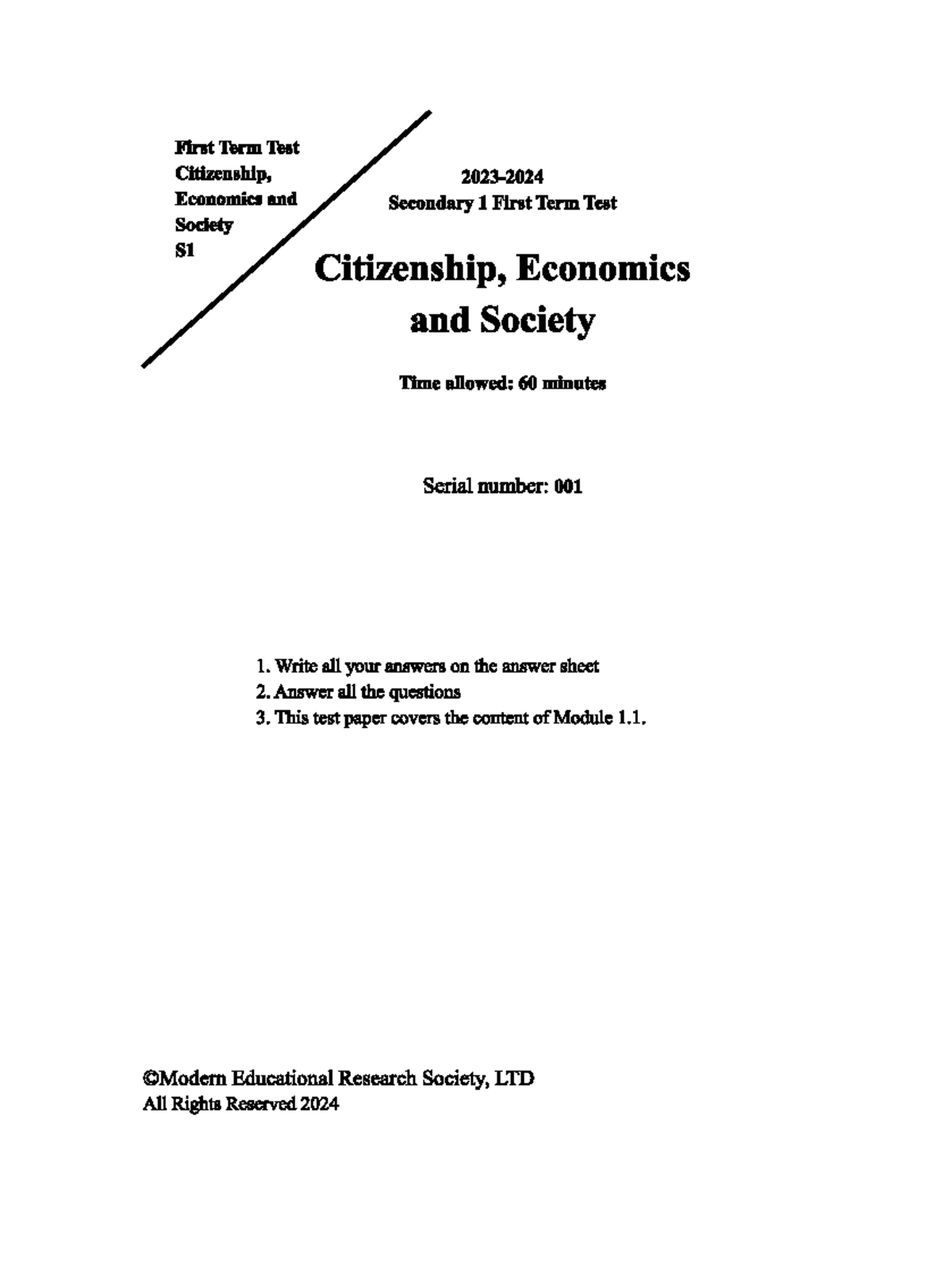 S1 CES First Term Test Mock Paper - Citizenship & Economics - Studocu