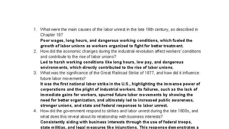 Amsco Chapter 16: Causes & Impact of Labor Unrest in the 19th Century ...