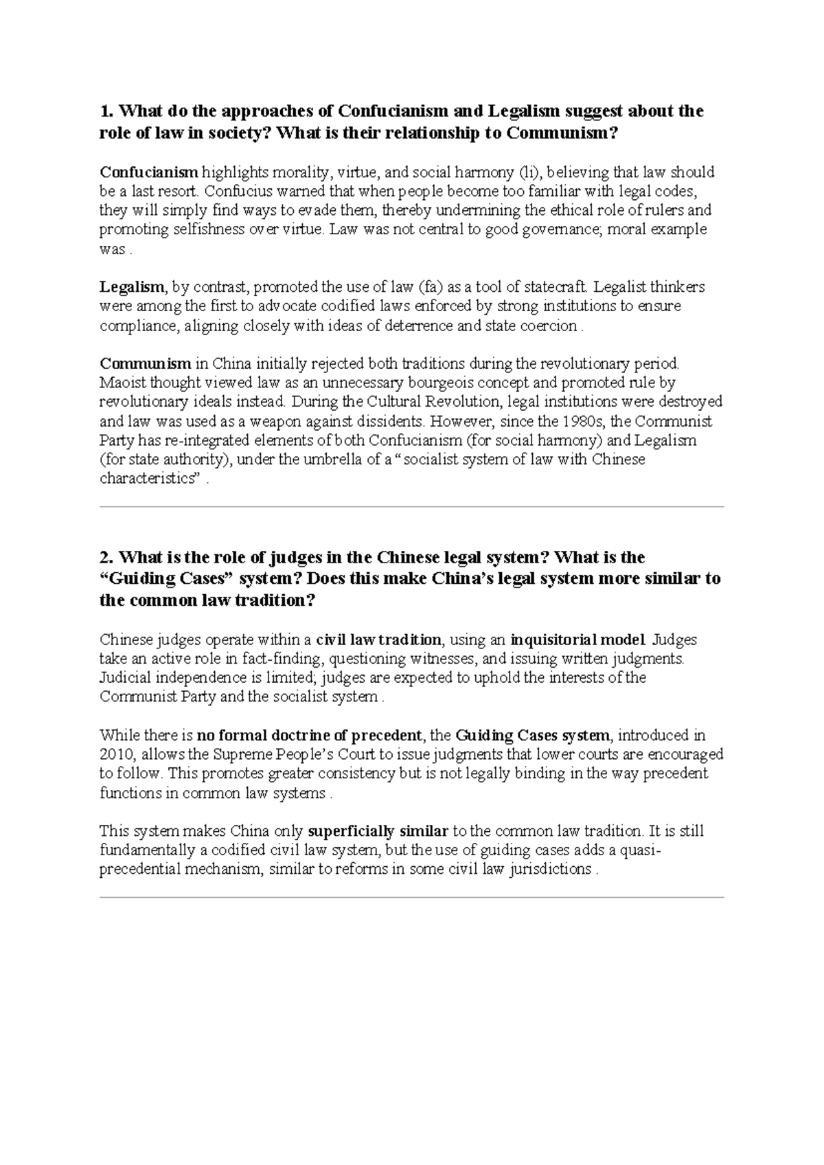 Global Law - Week 4: Confucianism, Legalism, and Chinese Judiciary ...