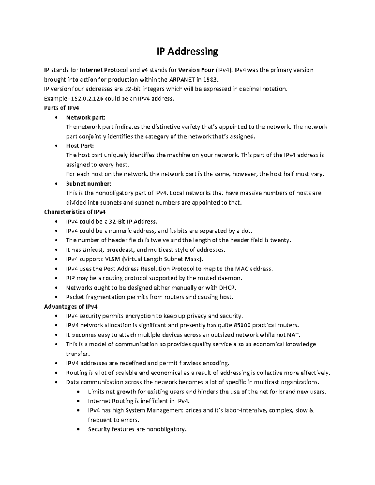 IP Addressing Fundamentals and Classful Addressing Overview - Studocu