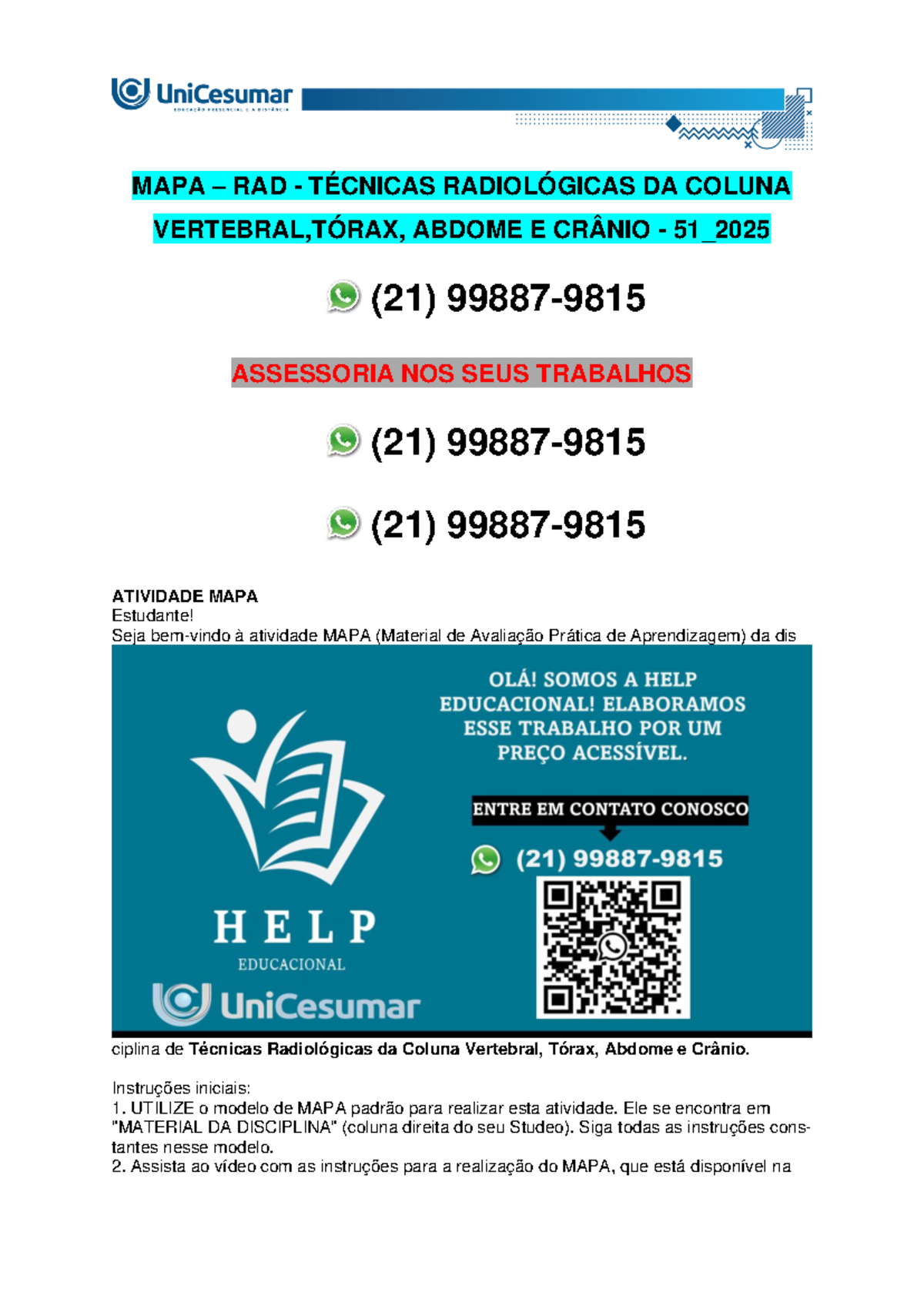 Atividade MAPA: Técnicas radiológicas da coluna vertebral, tórax ...