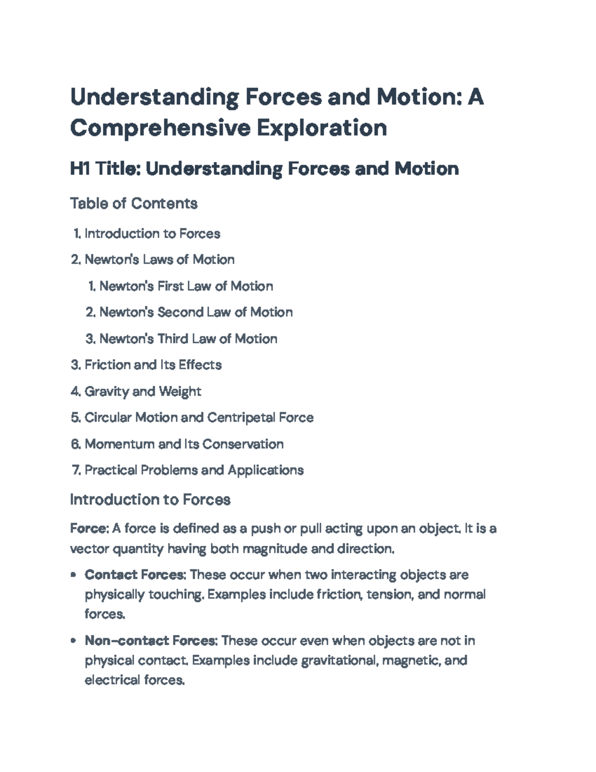Understanding Forces and Motion: Comprehensive Overview for Physics 101 ...