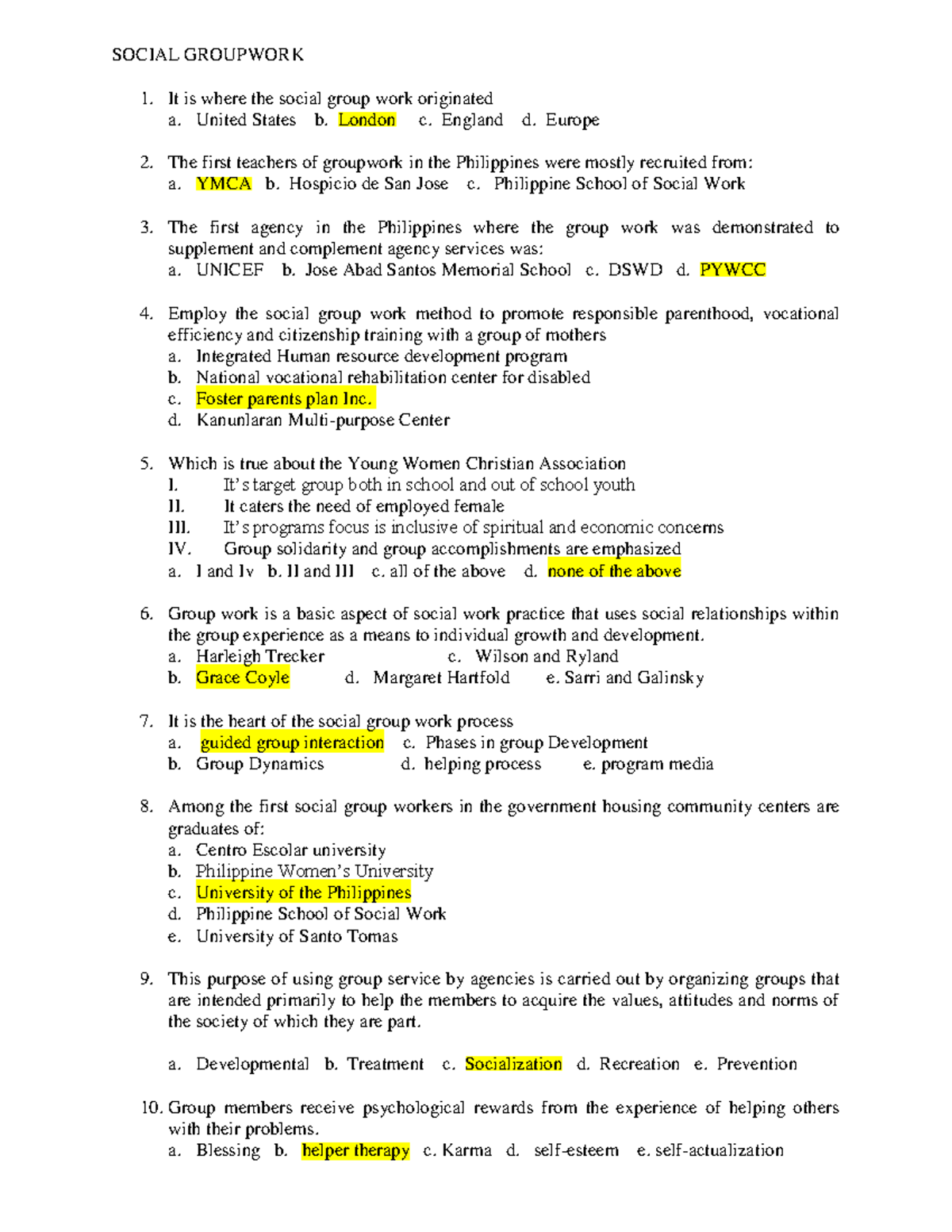 Social Work 101: Groupwork Drills and Key Concepts - Studocu