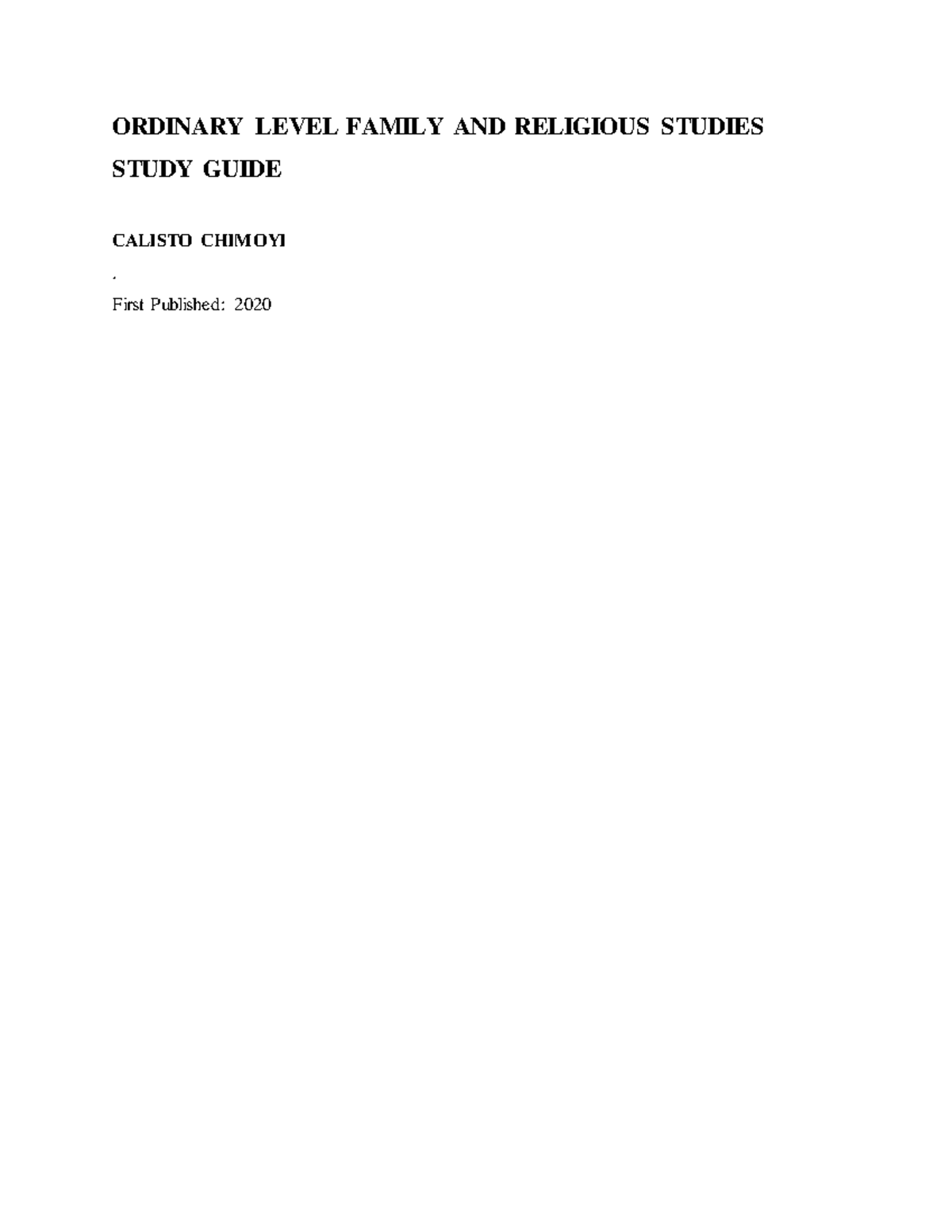 FRS O Level Study Guide: Family & Religious Studies Insights - Studocu