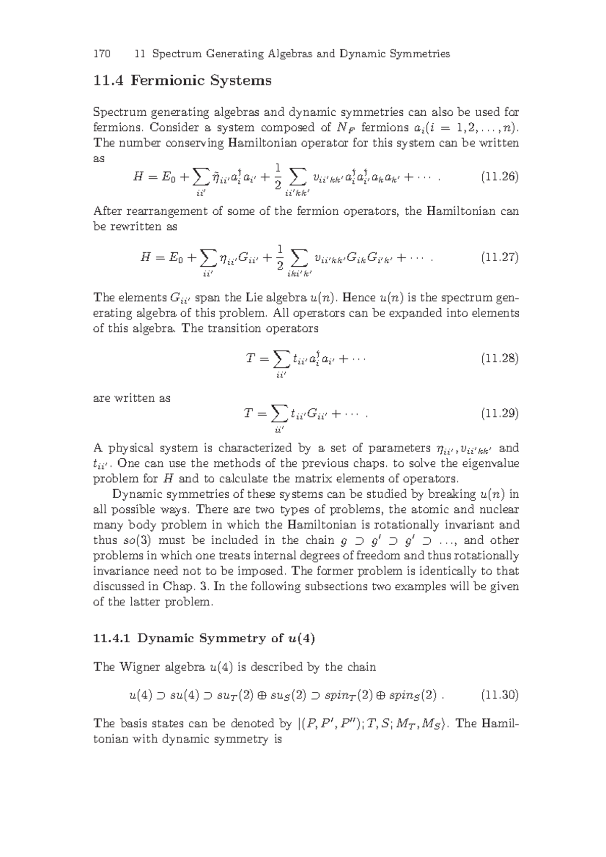 Applications of Lie Algebras in Fermionic Systems - Lecture Notes 13 ...