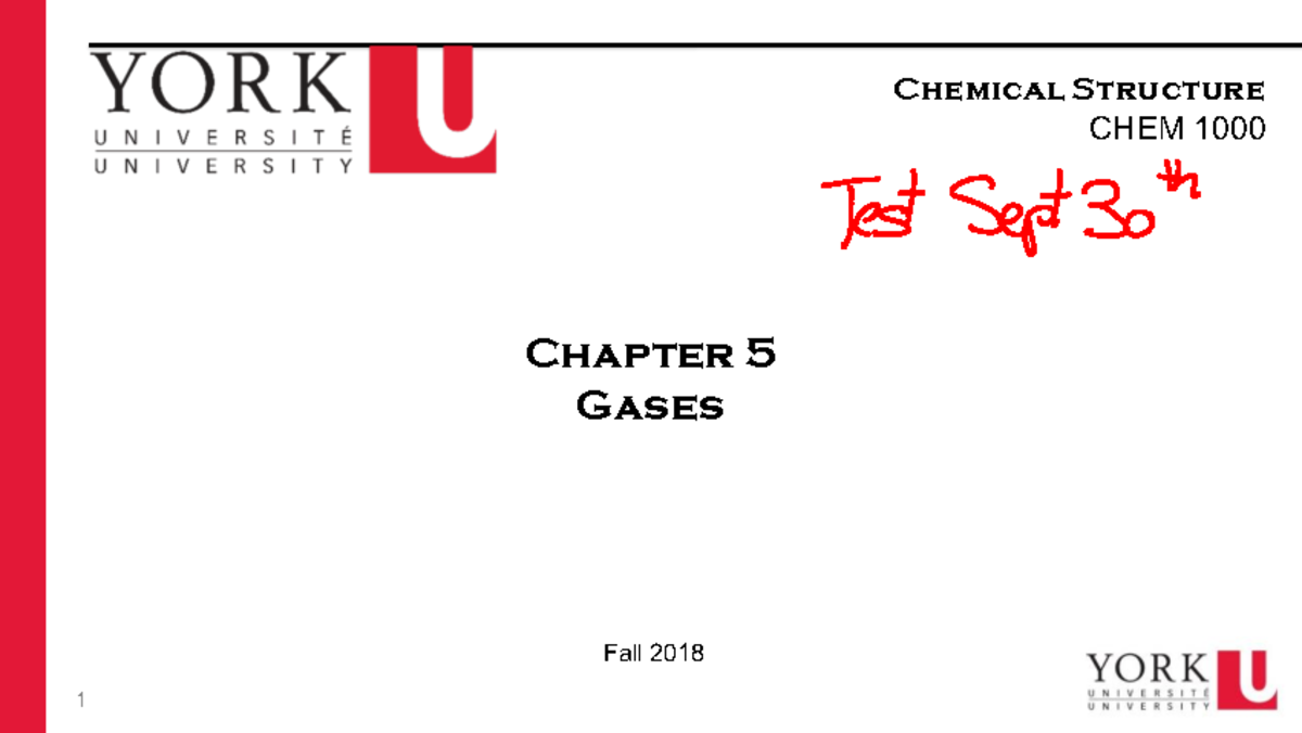Chapter 5 gases Notes - Chemical Structure CHEM 1000 Chapter 5 Gases ...