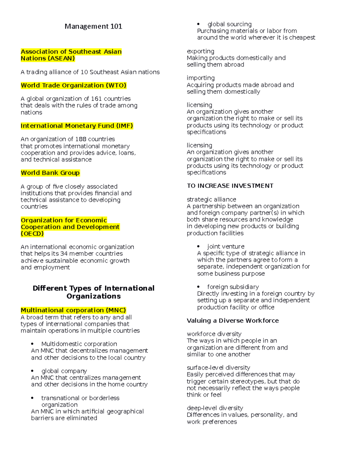 Management 101 Final Exam Reviewer: Key Concepts and Organizations ...