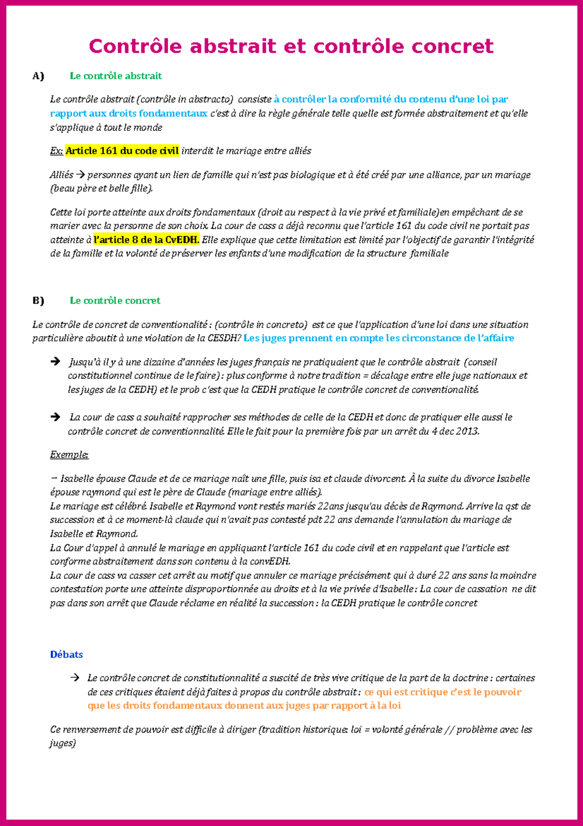 Contrôle Abstrait et Concret en Droit: Analyse et Débats (DROIT101 ...
