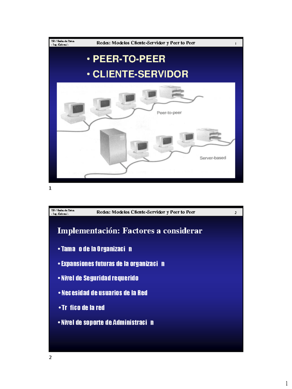 ISI Redes de Datos Ing. Cobresí: Cliente Servidor y Modelos P2P - Studocu