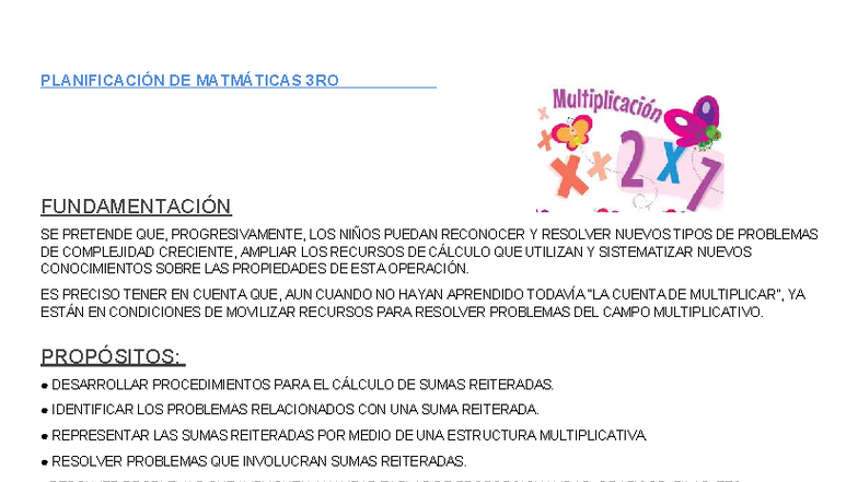 Planificación de Matemáticas 3°: Estrategias para la Multiplicación ...