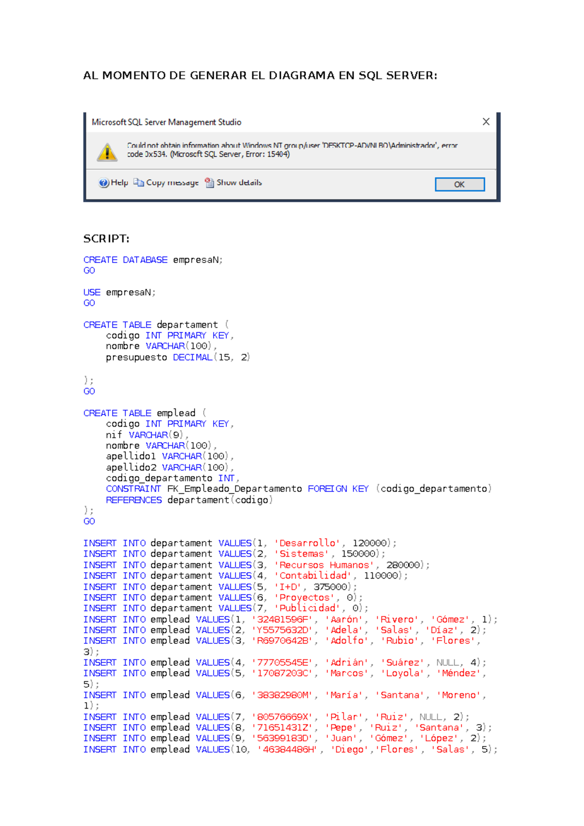 Ejercicios Funciones Agregadas-SQL SERVER- AL MOMENTO DE GENERAR EL DIAGRAMA EN SQL SERVER ...