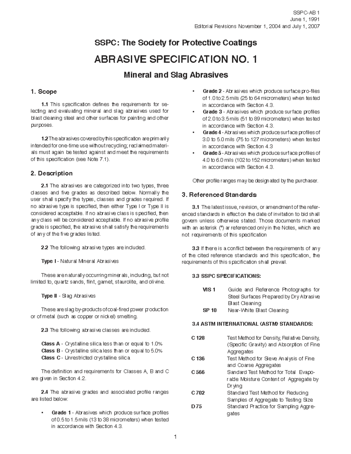 SSPC-AB 1: Mineral and Slag Abrasives Specification Overview - Studocu