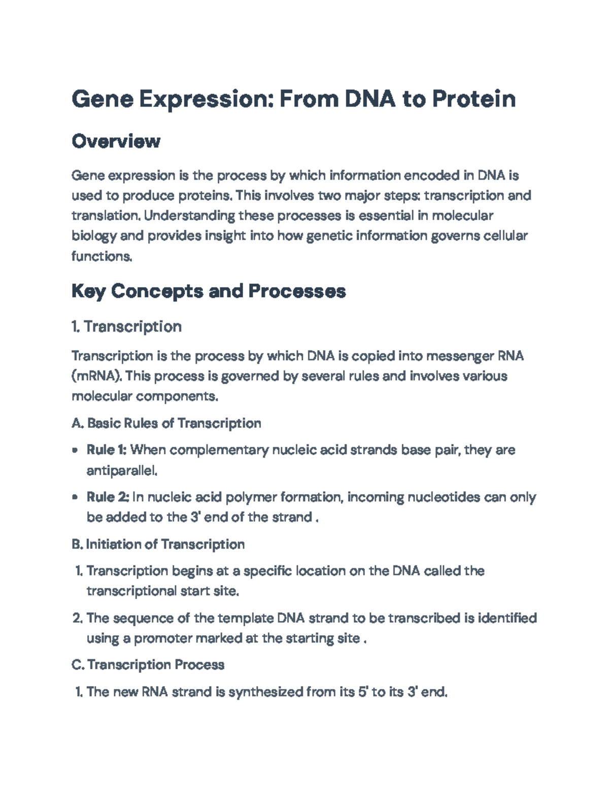 Gene Expression Mechanisms: Transcription and Translation Overview - Gene Expression: From DNA ...