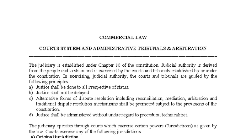 COMMERCIAL LAW - Courts System & Administrative Tribunals Overview ...